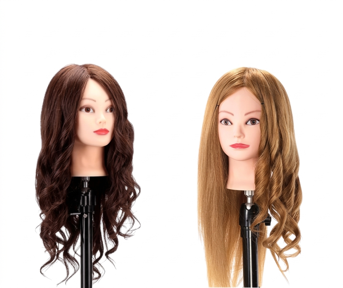 Cap de practica manechin cu par natural 100%, blond/saten, se poate on