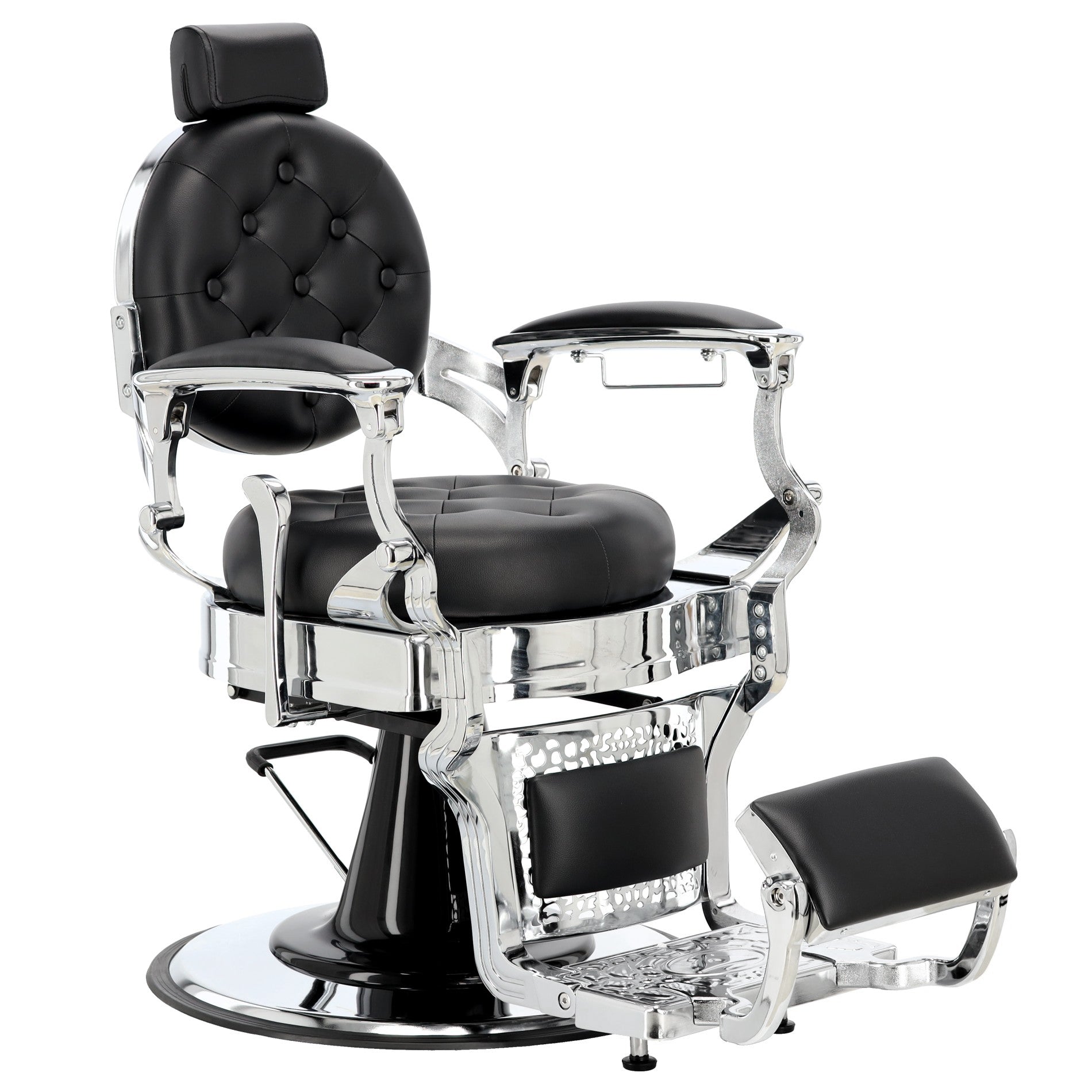 Scaun de frizerie hidraulic | Barber King | Negru-Argintiu